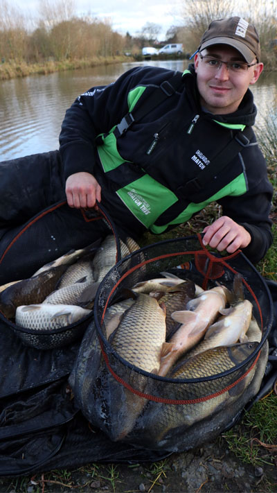 Adam Rumble with his winning catch - Maver Match